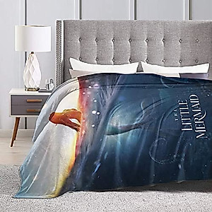 Mermaid Movie Throw Blanket for Kids & Adults, All Seasons Flannel Fleece Blanket Soft Plush Blankets for Couch Sofa Bed Camping Travel 40"x30"
