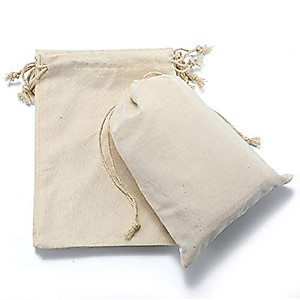DRQ Cotton Drawstring Bags, EcoFriendly Muslin Bags (5 by 7 inch) Gift Bags, Party Favor Bags, Unbleached Cotton Pouches, Sachet Bag,Fabric Bags,Cloth Bags(50 Pieces)