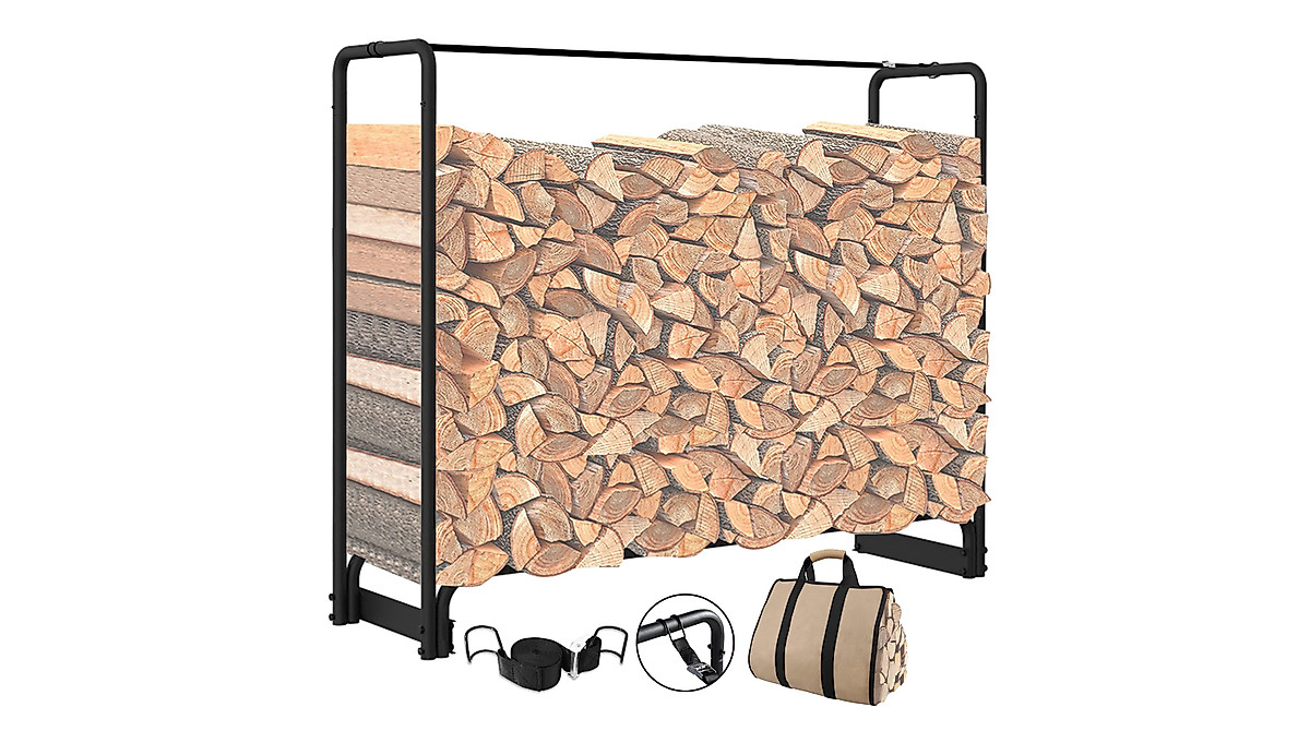 Eurmax USA Firewood Rack Outdoor Log Rack Holder Fireplace Heavy Duty ...