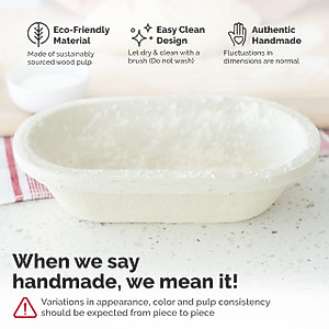 Bulka Oval Banneton Bread Proofing Basket Brotform Spruce Wood Pulp Small Oval 500g - Plane Non-Stick Batard Dough Proving Bowl Boule Container Bread Making Sourdough Artisan Loaves, Made in Germany.