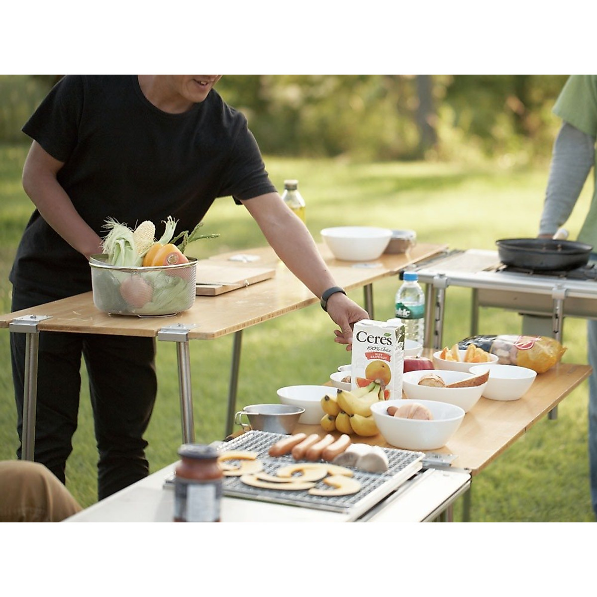 Snow Peak IGT Bamboo Table Long, CK-117TR, Designed in Japan, Made of Laminated Bamboo, for Snow Peak Iron Grill Table System, Lifetime Product Guarantee