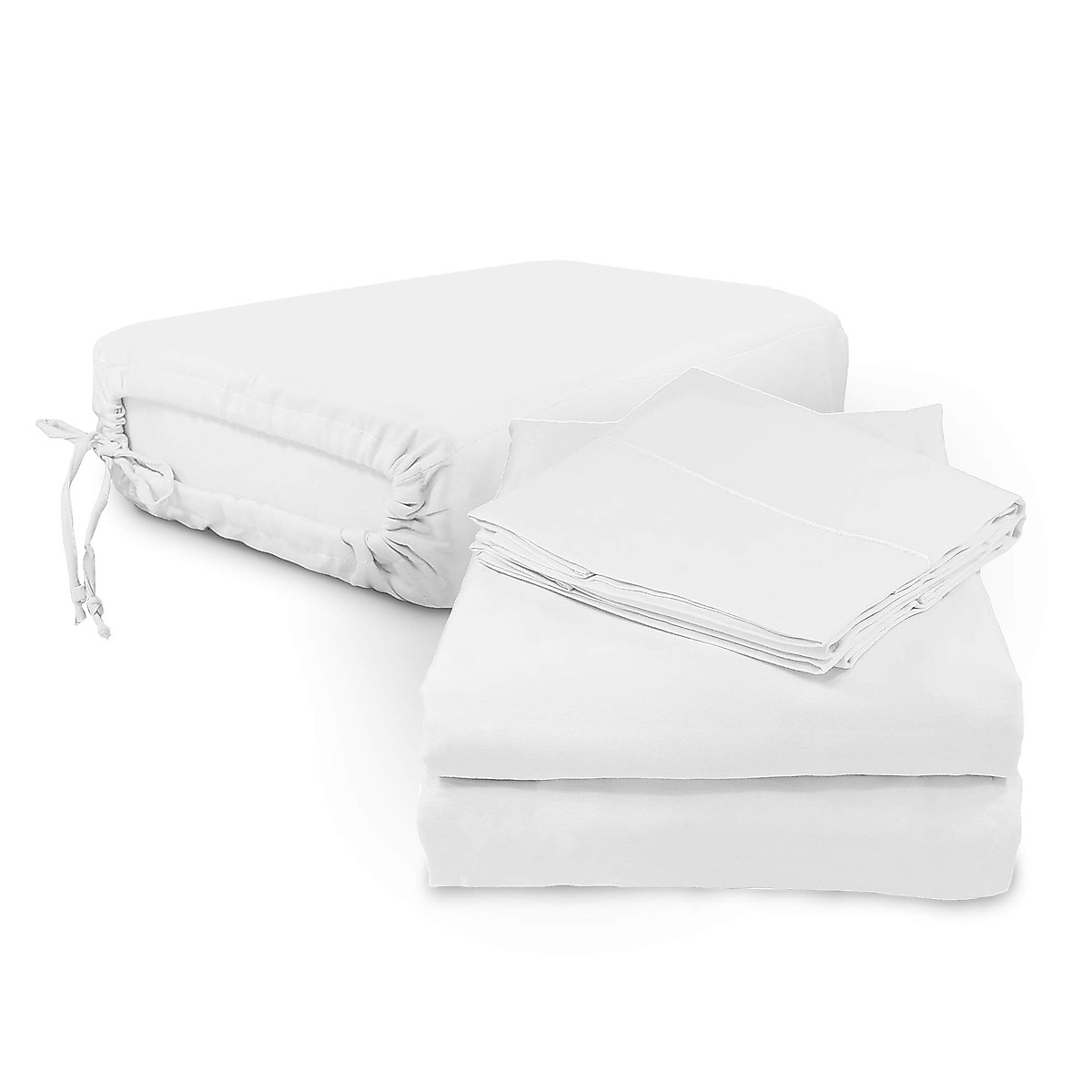 Whisper Organics, 100% Organic Cotton Sheets - 300 Thread Count Bed Sheets Set - Premium Quality Sheets - Deep Pocket Sheet Set - GOTS Certified, White (Full Size)