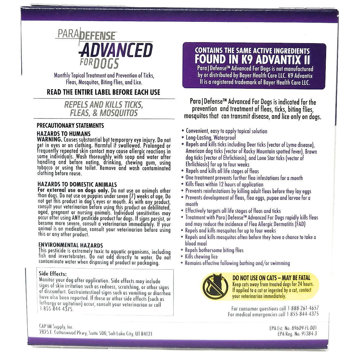 Para Defense Advanced 21-55 lb Dog Pet Flea Control Supply, Large