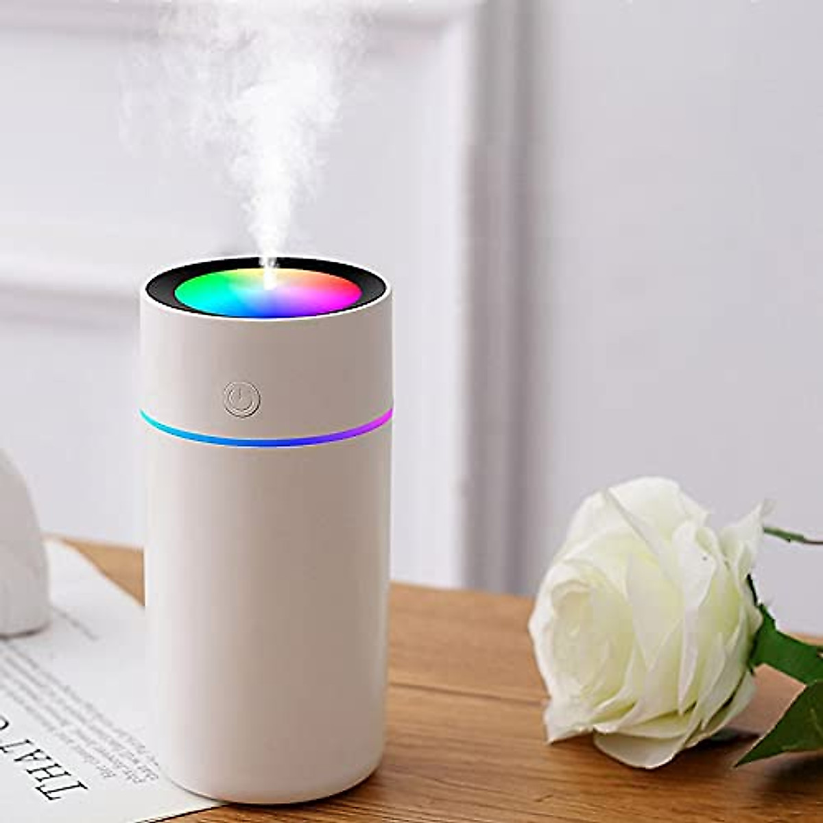 Mini Humidifier, Cool Mist Portable Mini USB Humidifier for Plants Car Baby Bedroom with Auto Shut-Off, Best Personal Humidifier (320ML-White)