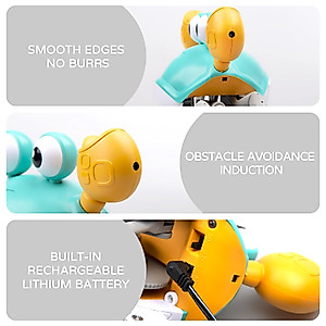 ZONICE Crawling Crab Baby Toy with Music and LED Light Up for Kids, Toddler Interactive Learning Toy with Automatically Avoid Obstacles, Build in Rechargeable Battery (Green)