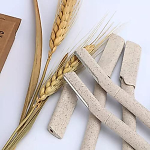 OmegaShalom 6 PCS Set of 2 Zero Waste Wheat Straw Eyebrow Razors for Women, Biodegradable Razor Trimmer, Dermaplaning Tool, Tinkle Face Women Face, Dermaplane Facial Shavers