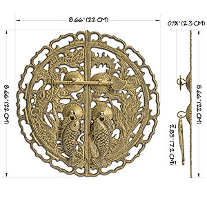 Hardware Philosophy Brass Fish & Dragon Cabinet Face Plate Backplate Hardware Set 9"