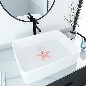 Bathtub Stopper Drain Plug Cover - Silicone Bath Tub Stopper Shower Drain Cover, Drain Cover, Flat Drain Plug for Kitchen, Bathtub and Laundry, Seastar Bathroom Accessories, 6 Inches, Pink