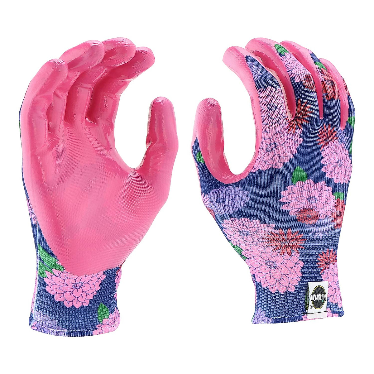 Miracle-Gro Women's Nitrile Coated Grip Floral Pattern Gardening Work Gloves 3-Pack, Extreme Comfort, Excellent Grip, Water Resistant, Pink/Purple, Medium, (MG37126/WML)