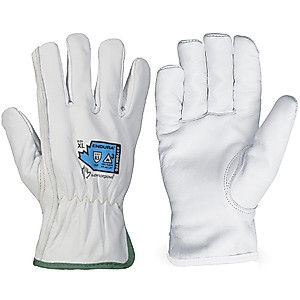 Superior Glove Endura Goatskin Leather Work Gloves with ParaActiv Cut Resistant Protection - Arc Flash Safety Work Gloves 378GKTFG (1 Pair) Large