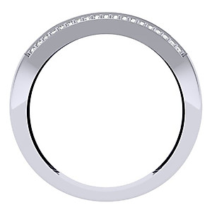 Dazzlingrock Collection 14K Round Blue Sapphire & White Diamond Women Anniversary Band, White Gold, Size 6