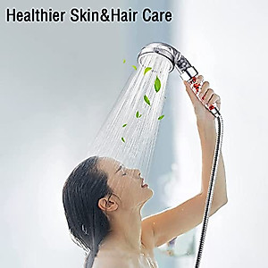 IAKLE High Pressure Shower Head with Hose and Bracket, 3-Setting Filtered Detachable Water Saving Jet Handheld Shower Heads Filter for Hard Water to Enjoy Amazing Shower Spa,1.6GPM(60in/1.5m Hose)