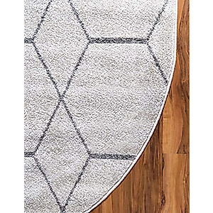Unique Loom Trellis Frieze Collection Area Rug - Geometric (3' x 5' Oval, Ivory/ Gray)