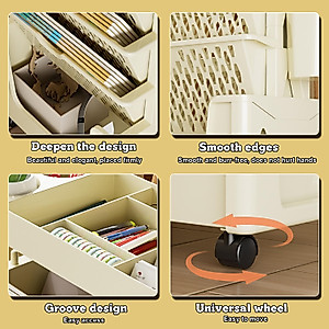 AVSMGP 5-Tier Movable Bookshelf, Rolling Utility Cart Space Saving Standing Shelf Unit Storage Rack Organizer, Multi-Functional Movable Storage Book Shelves for Study Office Kitchen Classroom,Pink