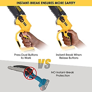 Mellif Cordless Power Chainsaw for Dewalt 20V Max Battery (Battery NOT Included) 6-Inch Hand-held Mini Pruning Saw with Brushless Motor & Replacement Chain for Wood Cutting | Tree Trimming | Camping