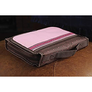 Proverbs 3:5 Tri-fold Bible Cover for Women, Bible Study Organizer, Velcro Closure, Nylon, Pink/Brown, Large