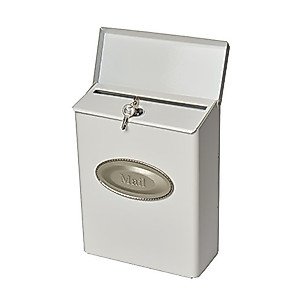Gibraltar Mailboxes Designer Locking Medium Capacity Galvanized Steel White, Wall-Mount Mailbox, DVKW0000, 9.7 x 4.4 x 12.6 inches