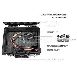 Elephant B35D2 Waterproof Battery Case Enclosure with Dual 2 pin connectors for 12V 35Ah / 20Ah Batteries
