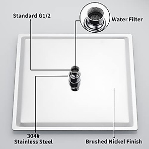 KSUCBOHAR Shower Head, 12 Inch High Pressure Rain Shower Head, Pressure Boosting Shower Head, Awesome Shower Experience, Stainless Steel Rainfall Shower Head (Square glossy)
