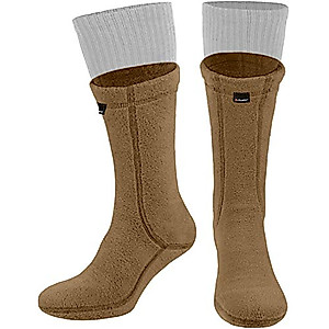 281Z Hiking Warm 8 inch Boot Liner Socks - Military Tactical Outdoor Sport - Polartec Fleece Winter Socks (Small, Coyote Brown)