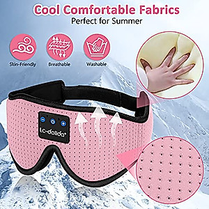 Sleep Mask with Bluetooth Headphones,LC-dolida 3D Sleep Headphones Bluetooth Sleep Mask Breathable Sleeping Headphones for Side Sleepers Best Gift and Travel Essential (Pink)