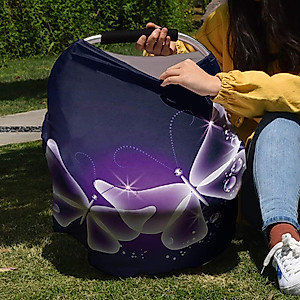 Purple Nursing Covers for Breastfeeding Baby Stroller and Car Seat Combo Magical Fantasy Flying Butterfly Carseat Canopy Baby Cart High Chair Infinity Scarf