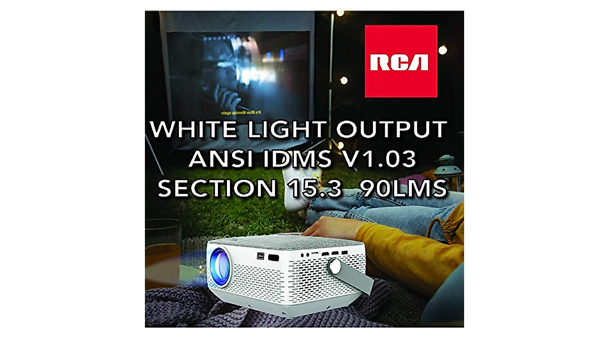 RCA RPJ402 Portable 1080P Bluetooth Projector for Indoor & Outdoor Use
