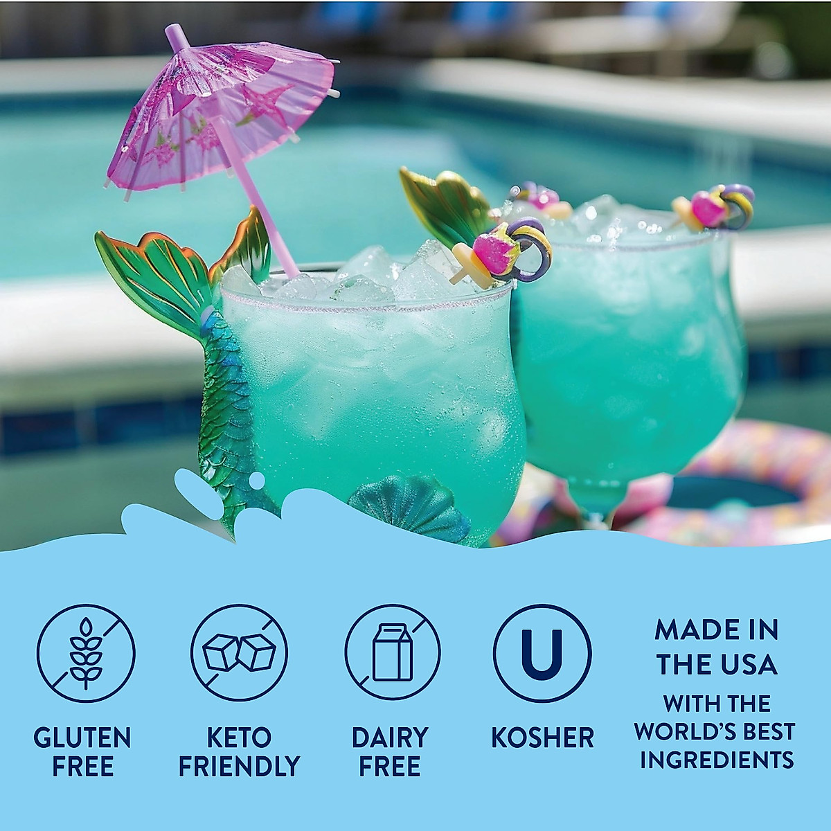 New! Jordan's Skinny Mixes Sugar Free Syrup, Mermaid Flavor, Fruit Flavored Water Enhancer, Drink Mix for Ice Tea, Lemonade & More, Zero Calorie Flavoring, Keto Friendly, 25.4 Fl Oz, 1 Pack