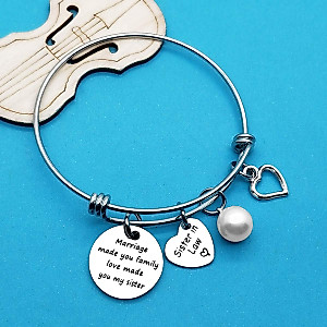 Xiahuyu for Sister in Law Bracelet Sister in Law Gift Marriage Made You Family Love Made You My Sister Bangle Bracelet Christmas Birthday Gifts Wedding Gifts for Sister in Law