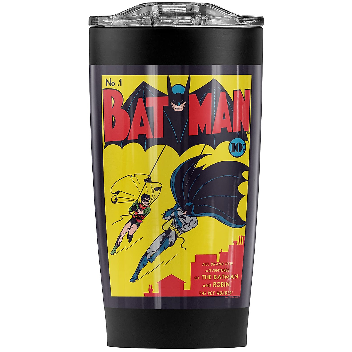 Logovision Batman First Cover Stainless Steel Tumbler 20 oz Coffee Travel Mug/Cup, Vacuum Insulated & Double Wall with Leakproof Sliding Lid | Great for Hot Drinks and Cold Beverages
