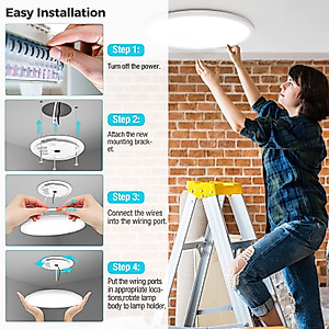 libtit 6 Pack 13 Inch LED Flush Mount Ceiling Light, 3200LM 28W Ultra-Slim LED Ceiling Light, 3000K/4500K/6000K Selectable Ceiling Light Fixture for Bedroom, Kitchen, Bathroom, Hallway - White