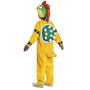 Bowser Costume Hooded Jumpsuit, Official Super Mario Character Costume for Kids, Size (14-16)