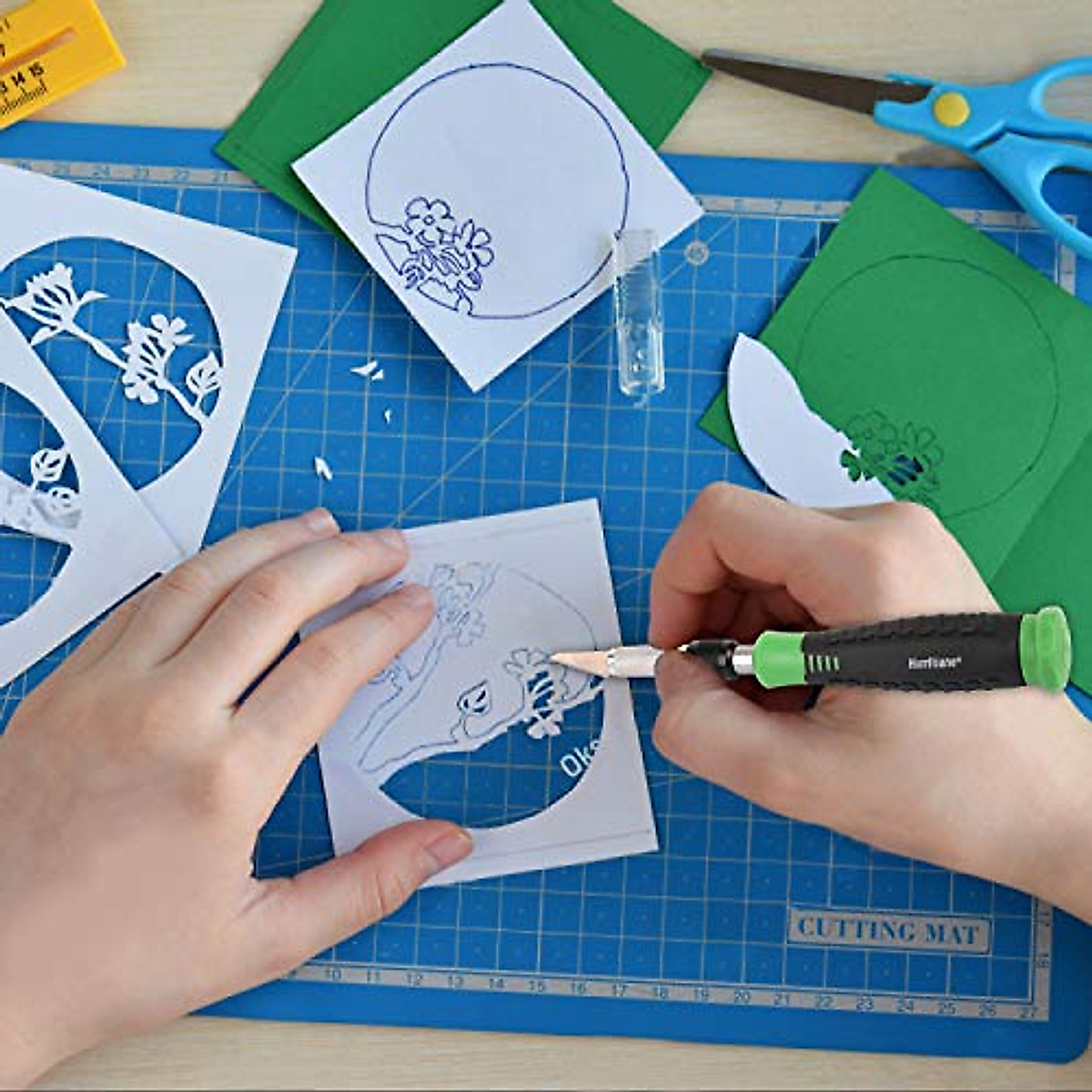 HURRICANE 36 Piece Exacto Knife set Craft Knife Set Precision Cut Knife Blades Deluxe Craft Set with flexible Anti Slip Ergonomic Handle with Extra Hex Bits for Precision Cutting Craft and Repair Work