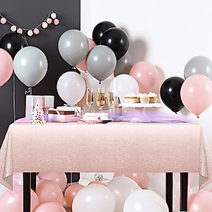 3 Pack Ombre Rose Gold Plastic Tablecloth for Parties, Gradient Pastel Rose Gold Disposable Tablecloths for Rectangle Tables, Light Pink Sprinkle Table Cover for Wedding Birthday Party, 54 x 108 Inch