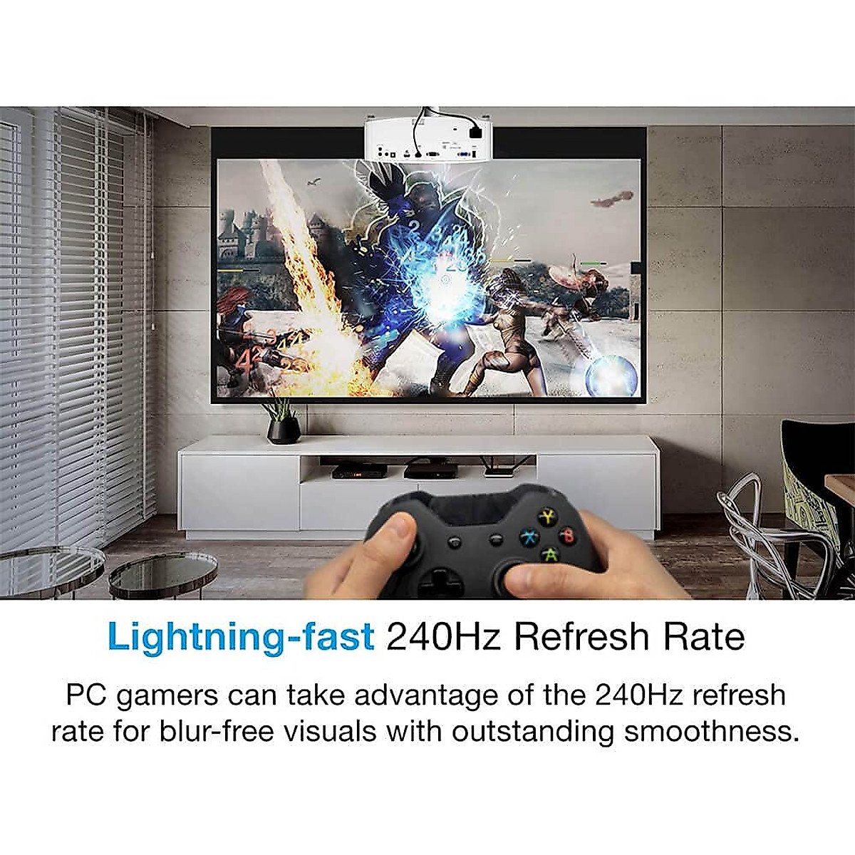 Optoma UHD38 Bright, True 4K UHD Gaming Projector | 4000 Lumens | 4.2ms Response Time at 1080p with Enhanced Gaming Mode | Lowest Input Lag on 4K Projector | 240Hz Refresh Rate | HDR10 & HLG