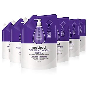 Method Gel Hand Soap Refill, French Lavender, Biodegradable Formula, 34 fl oz (Pack of 6)