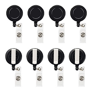 50 Pcs Retractable Badge Reel Clips Holder for Hanging ID Card Name Key Chain (Black)