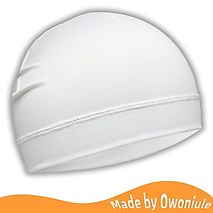 6 Pcs Skull Cap Sweat Wicking Helmet Liner Breathable Cycling Beanie White Running Sports Hat Cooling Head Wraps for Men (White Pack)