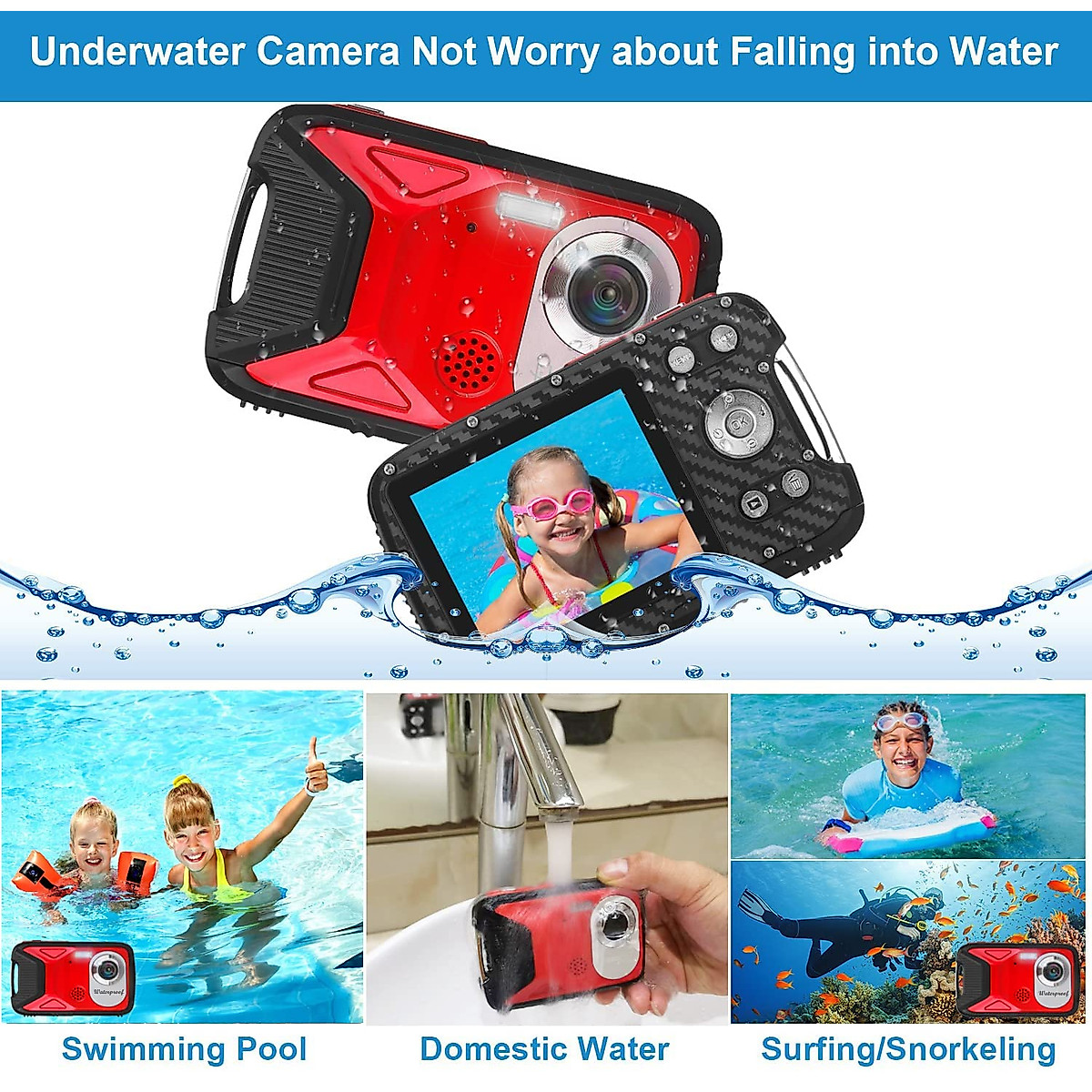Waterproof 1080P 36MP Compact Camera for Kids with 32GB Card, Point and Shoot Portable Camera for Teens, Students, Boys, Girls, Seniors