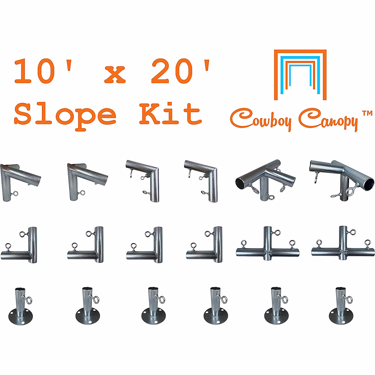 10' x 20' Slope, Lean-to Canopy Fittings Kits, DIY Metal Carport Frame Parts, 1" EMT