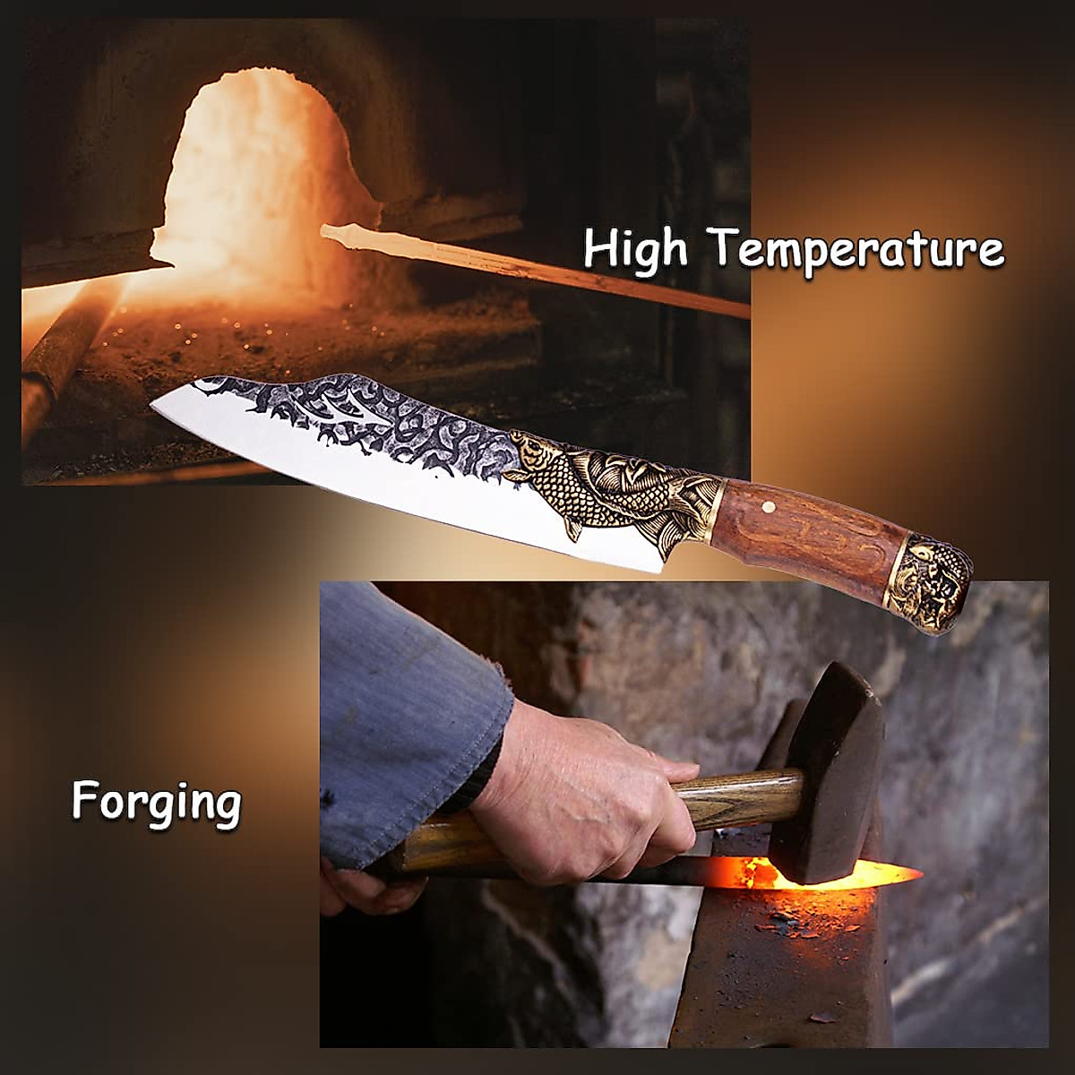 ZONGHAI Chef Knife 8.47 inch Kitchen Knife - Professional Meat Knife with Ergonomic Handle and Gift Box for Family & Restaurant