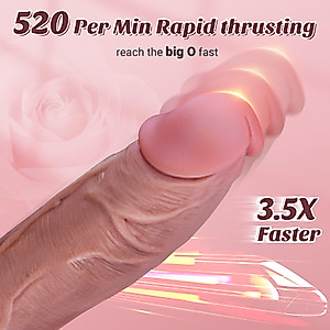 Thrusting Dildo Realistic Dildos for Women - Strong Thrusting Vibrator, 9 Inch Suction Cup Dildo with Remote, Consoladores, BOMBEX Silicone Penis, Vibrating Anal Dildo for Men, Adult Sex Toys