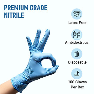 Dre Health Large Blue Powder Free Disposable Nitrile Gloves (Pack of 100)