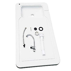 Fish Cleaning Table with Sink, Outdoor Portable Camping Folding Fish Fillet Table with Sink Faucet Stainless Steel for Picnic Camping Gardening Kitchen (White)