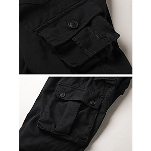 AKARMY Men's Casual Cargo Pants Military Army Camo Pants Combat Work Pants with 8 Pockets(No Belt) Black 38