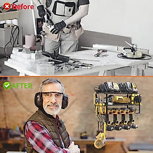 Intpro Power Tool Organizer Tool Storage And Organization Wall Mount Power Tool Holder Accessories Utility Tool Rack Hanger Shelf For Cordless Drill Wrench Screwdriver Garage
