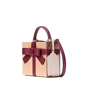 Kate Spade Wrapping Party Ribbon Bow Gift Box Crossbody Purse Rose (Gold Wine)