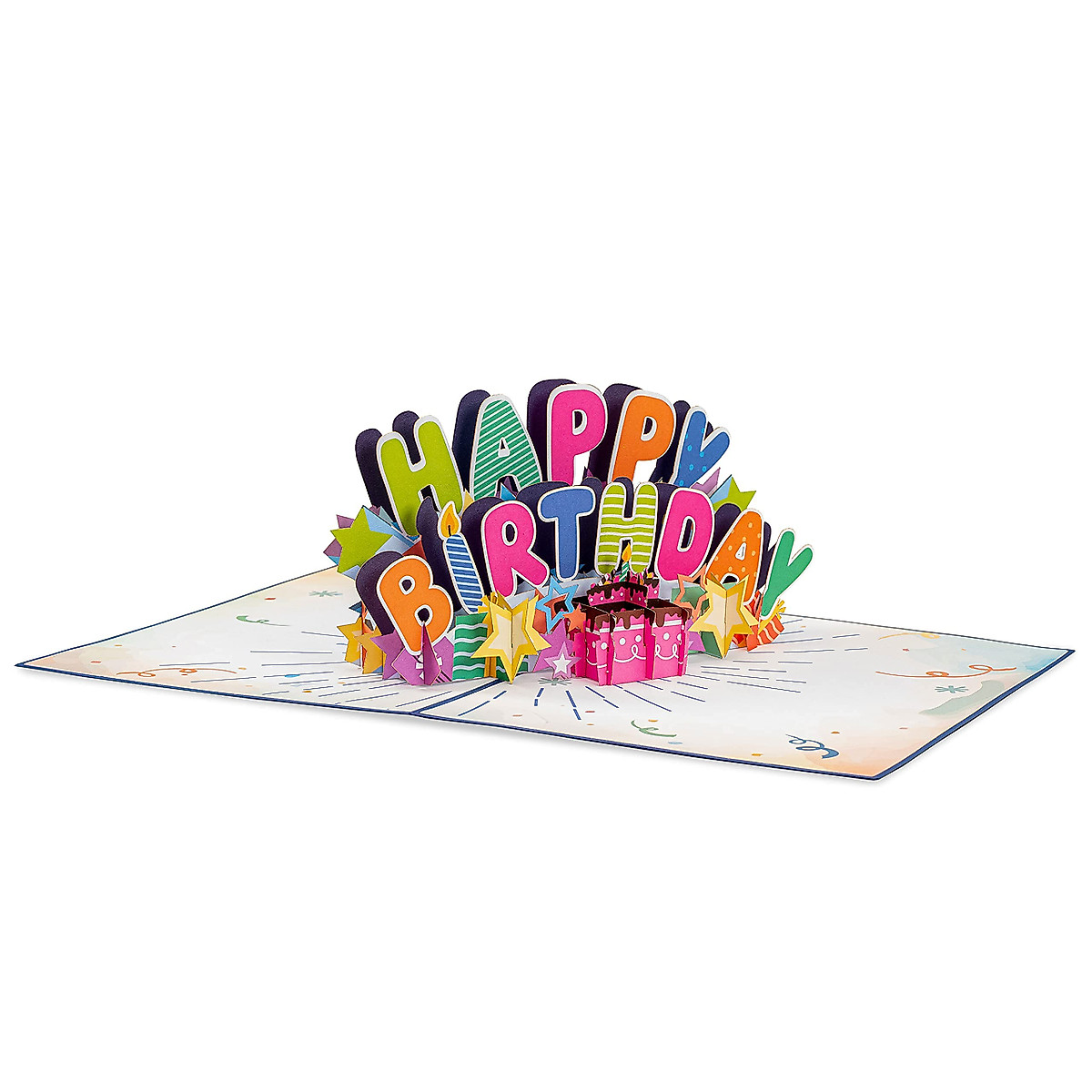 Paper Love 3D Pop Up Birthday Card, Happy Birthday Pop Up Card (Blue), Handmade 3D Popup Bday Greeting Cards, For Him Men Boy Husband Son Kids Adults, 5" x 7"