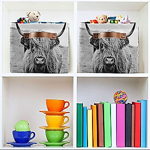 xigua Cow Storage Basket Large Collapsible Rectangle Storage Bin Toys Clothes Organizer for Closet Shelf Nursery Bedroom Home Decor