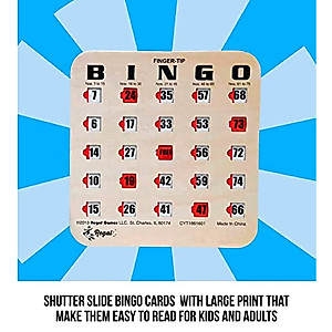 Regal Games - Finger-Tip Shutter Slide Bingo Cards - 25 Pack - Woodgrain - Perfect for Group Events, Bulk Purchasing